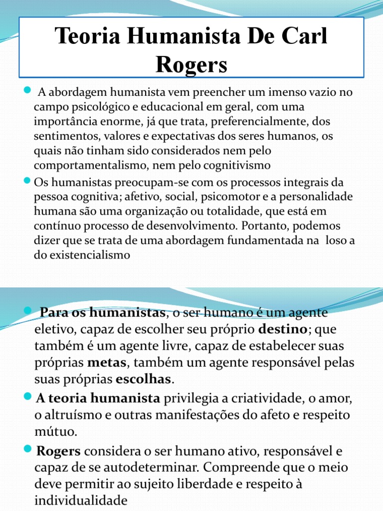 Teoria Humanista de Carl Rogers | PDF | Aprendizado | Motivacional