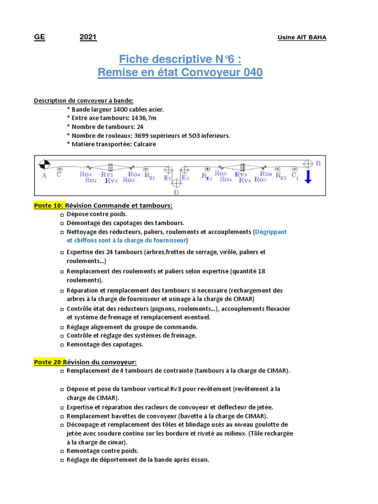 Fiche Descriptive 6 Convoyeur 040 GE 2021 | PDF
