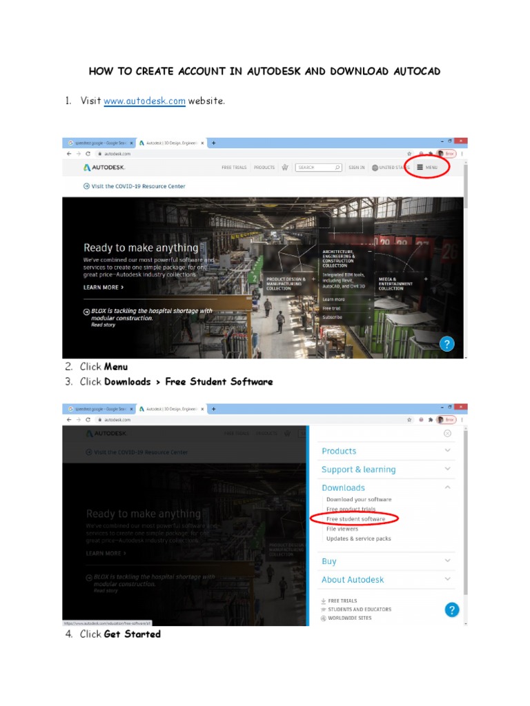 How To Create Account in Autodesk and Download Autocad | PDF | Business ...