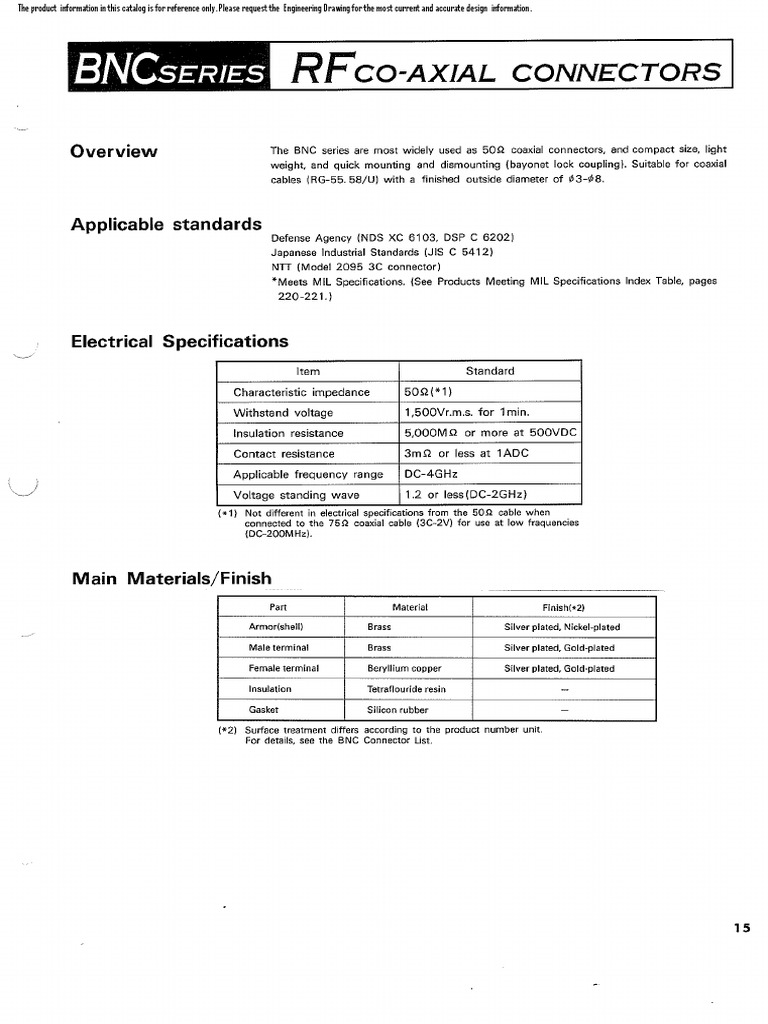 BNC Series | PDF | Technical Drawing | Drawing