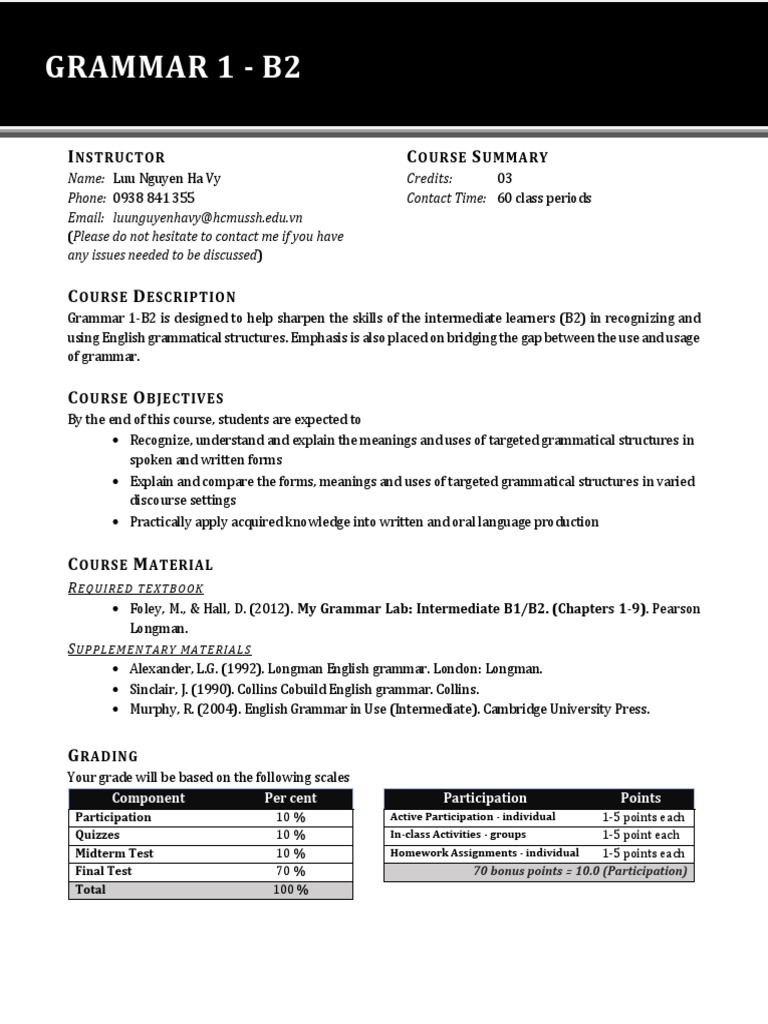 Syllabus Grammar | PDF | English Grammar | Linguistics