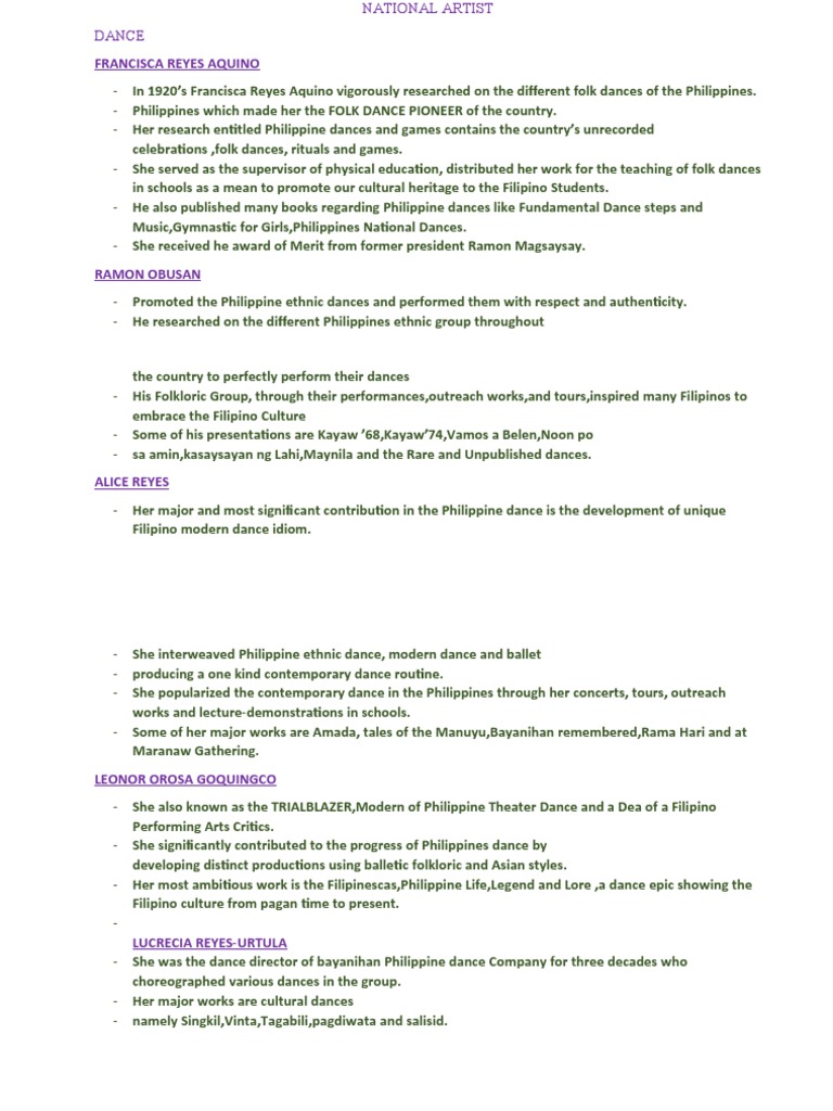 National Artist | PDF | Dances | Performing Arts