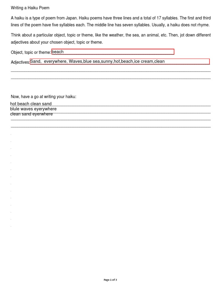 Writing A Haiku Poem | PDF | Poetry | Haiku