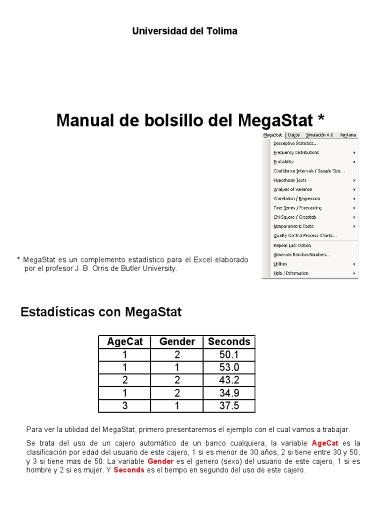 MegaStat: Análisis Estadístico en Excel | PDF | Distribución normal ...