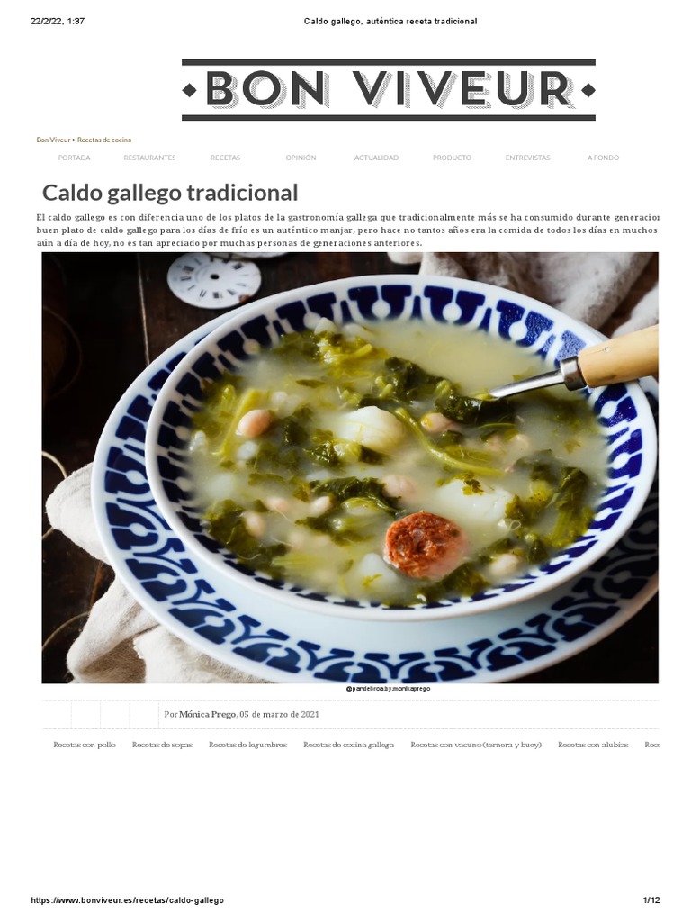 Caldo Gallego, Auténtica Receta Tradicional 3 | PDF | Caldo | Carne