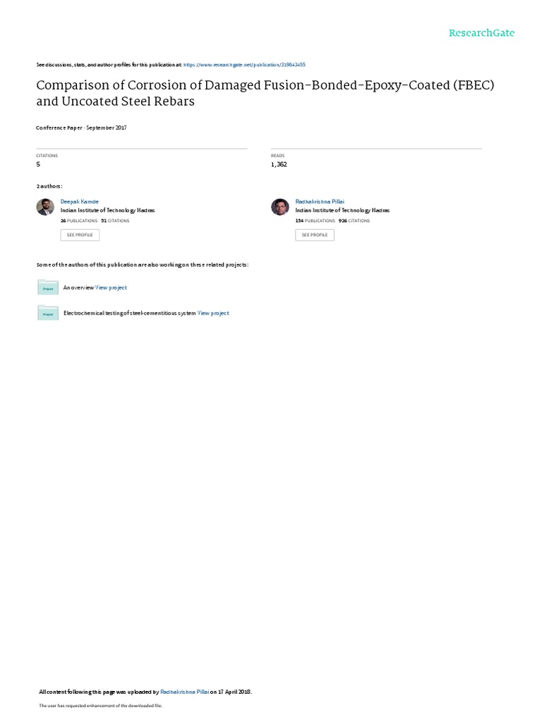 Comparison of Corrosion of Damaged Fusion-Bonded-Epoxy-Coated (FBEC ...