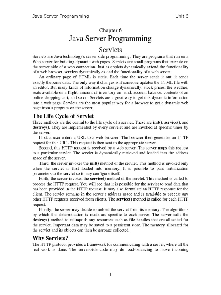 Unit 6 - Java Server Programming | PDF | World Wide Web | Internet & Web