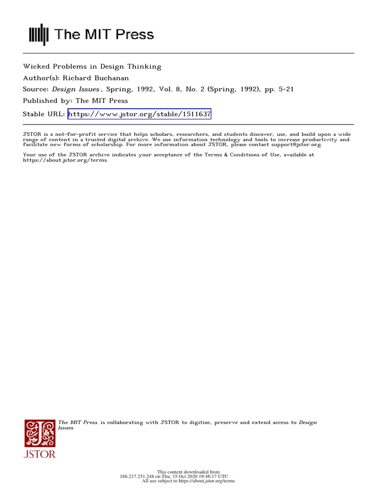 Wicked Problems in Design Thinking | PDF | Thought | Design