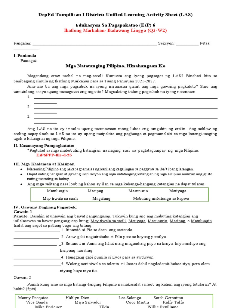 Las Esp 6 Q3 W2 | PDF