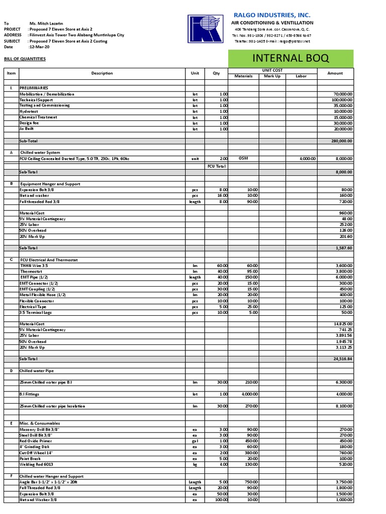 Tower 2 Internal BOQ | PDF | Pipe (Fluid Conveyance) | Home Appliance