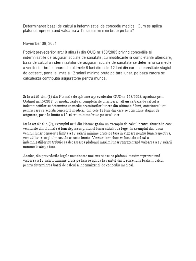 Plafon Maxim Baza - Calcul - Concedii Medicale | PDF