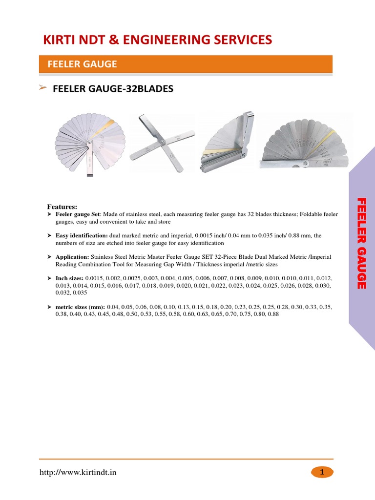 Kirti Feeler Gauge | PDF | Computers | Technology & Engineering