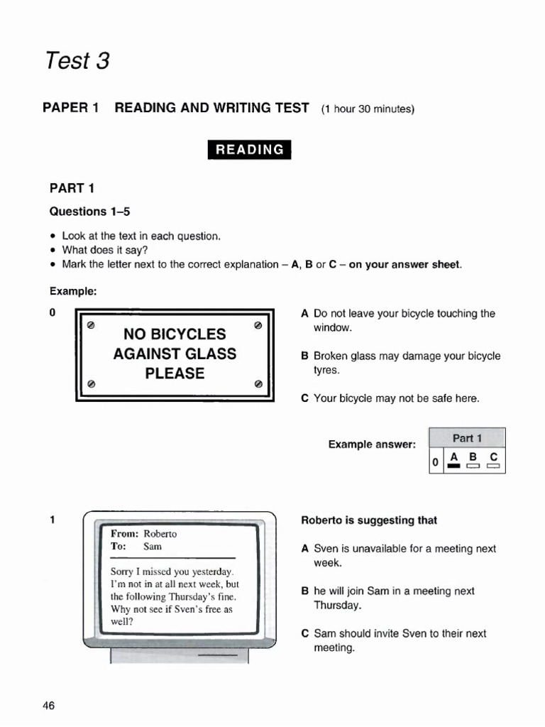 B1 Reading Practice Test | PDF