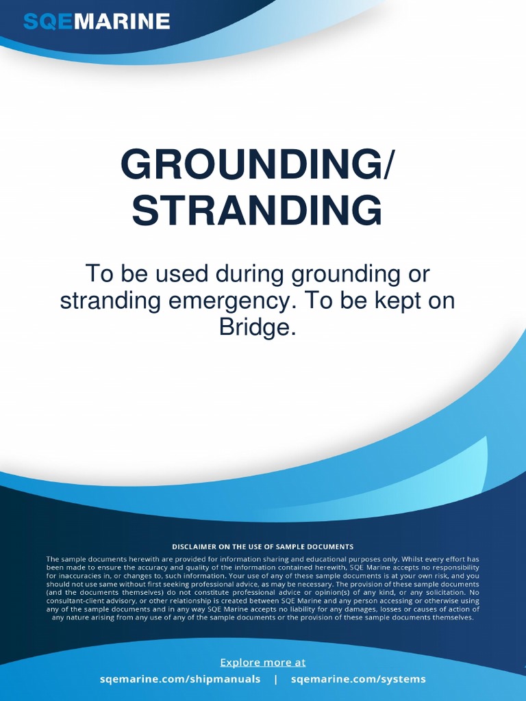 Grounding/ Stranding: To Be Used During Grounding or Stranding ...