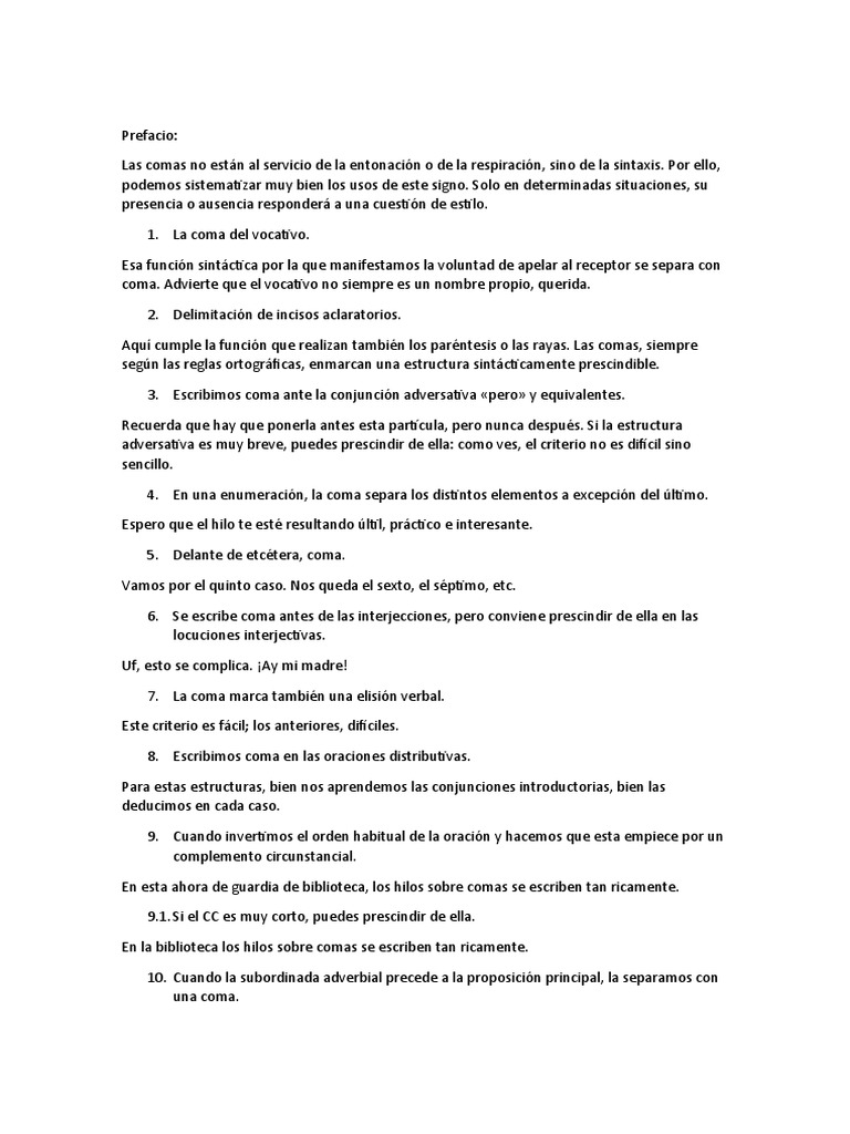 Uso de Las Comas | PDF | Adverbio | Oración (Lingüística)
