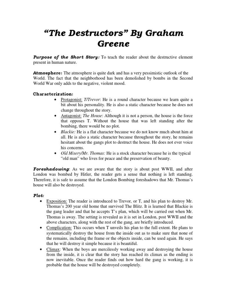 The Destructors by Graham Greene | PDF | Narration