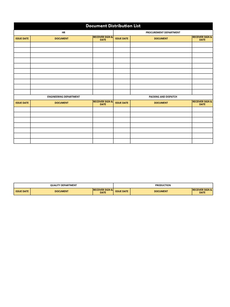 Document Dstribution List Sample | PDF | Business | Computers