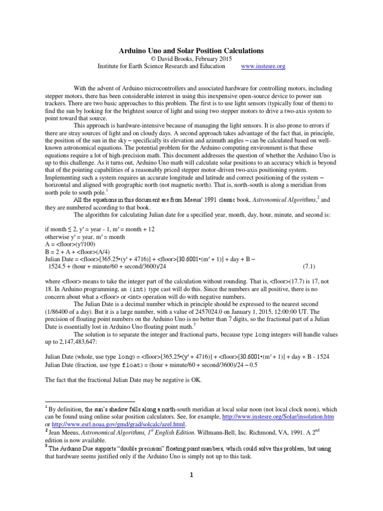 Arduino Uno Solar Calculations | PDF | Longitude | Numbers