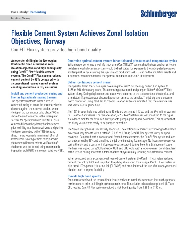 Flexible Cement System Achieves Zonal Isolation Objectives, Norway ...