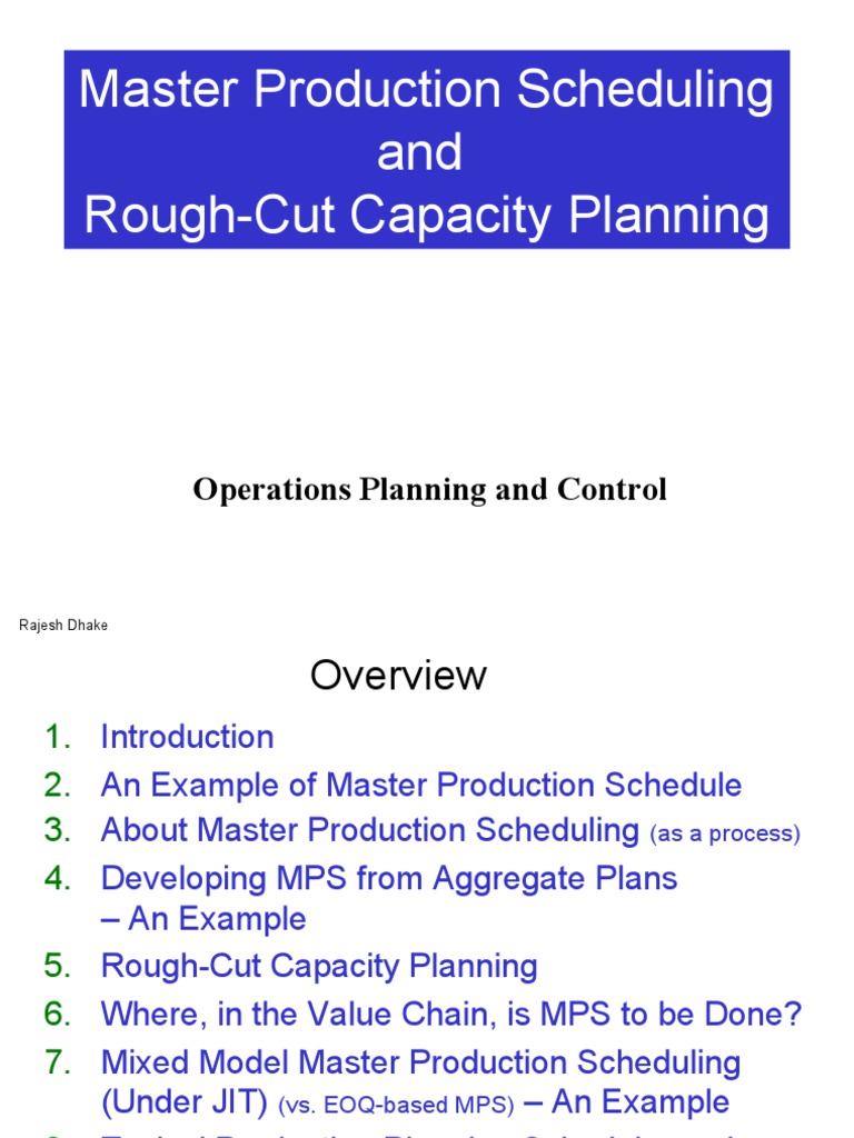 # 4. MPS and RCCP | PDF | Scheduling (Production Processes) | Business