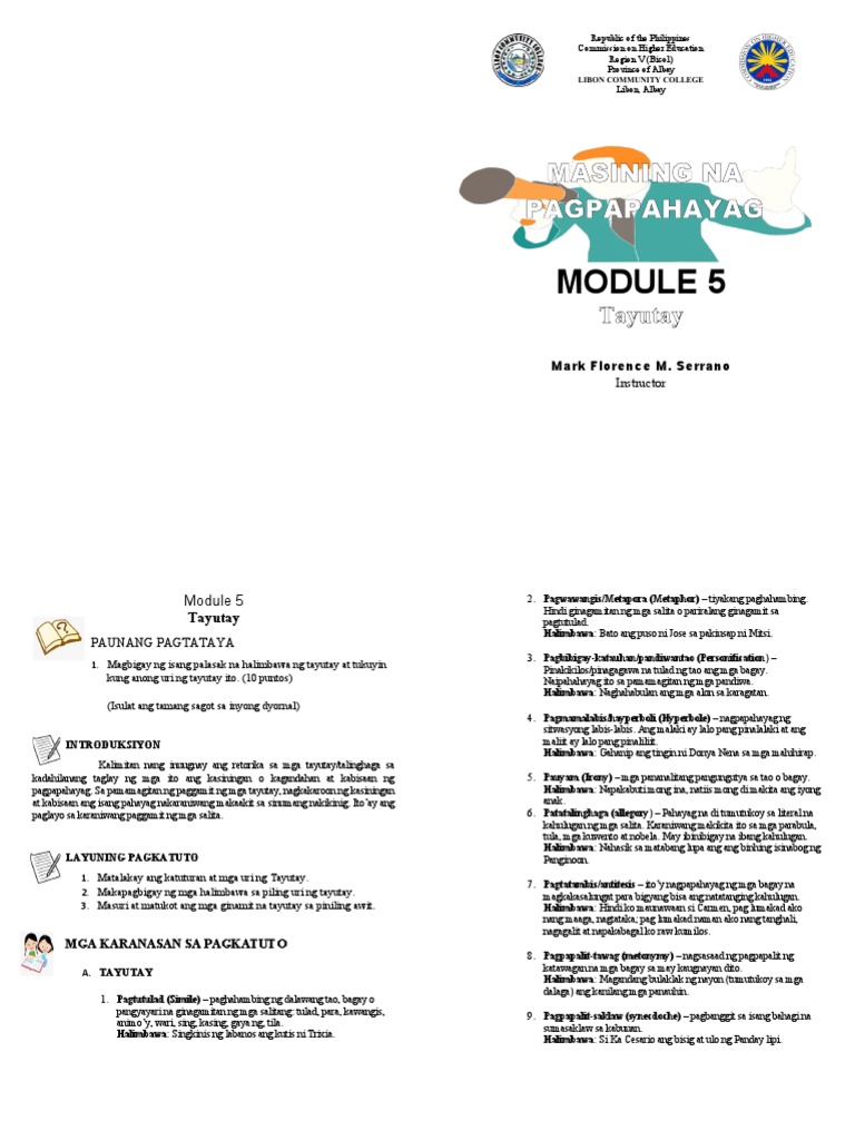SLM Masining Na Pagpapahayag Mod 5 | PDF
