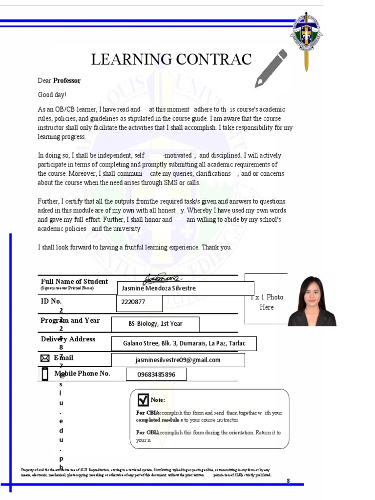 Learning Contract | PDF | Communication | Learning