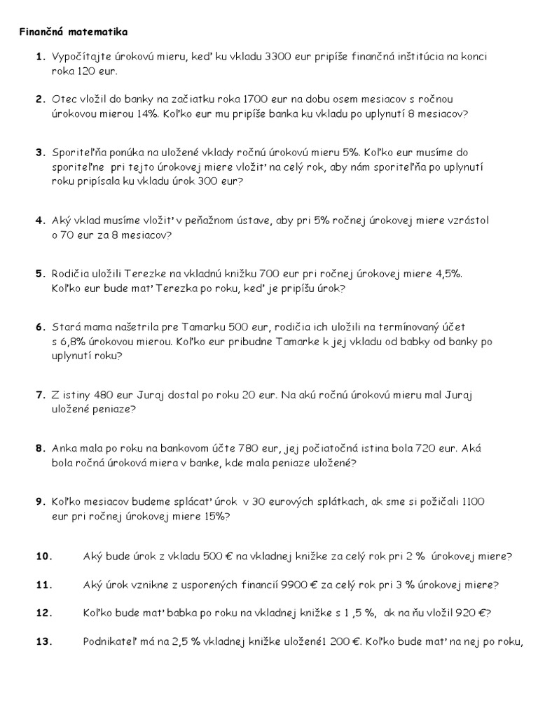 Financna Matematika 7. Rocnik | PDF