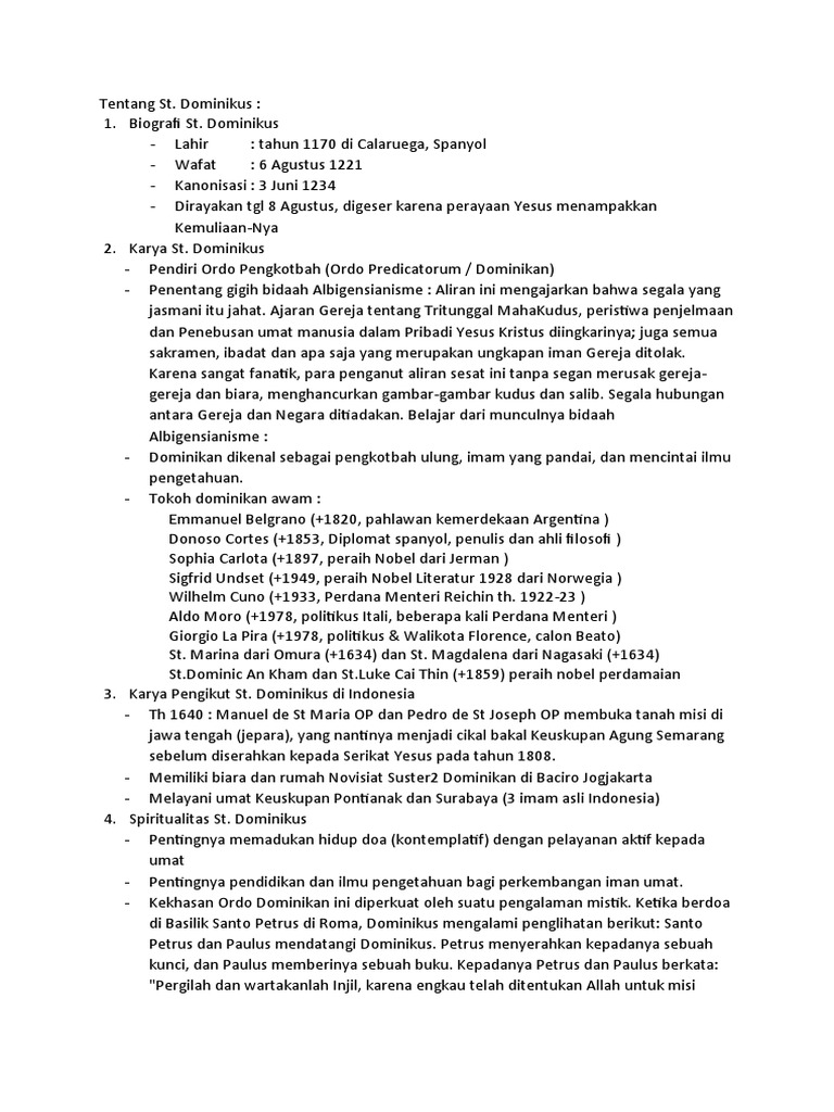 Biografi Santo Dominikus | PDF