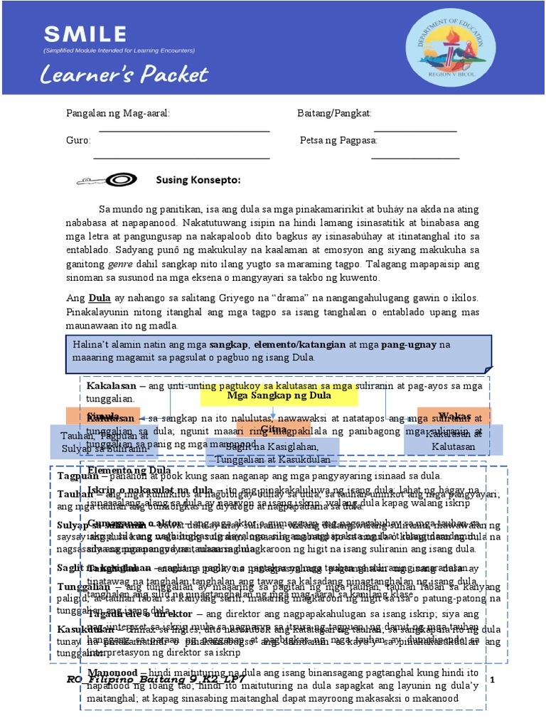 Susing Konsepto: RO - Filipino - Baitang 9 - K2 - LP7 | PDF