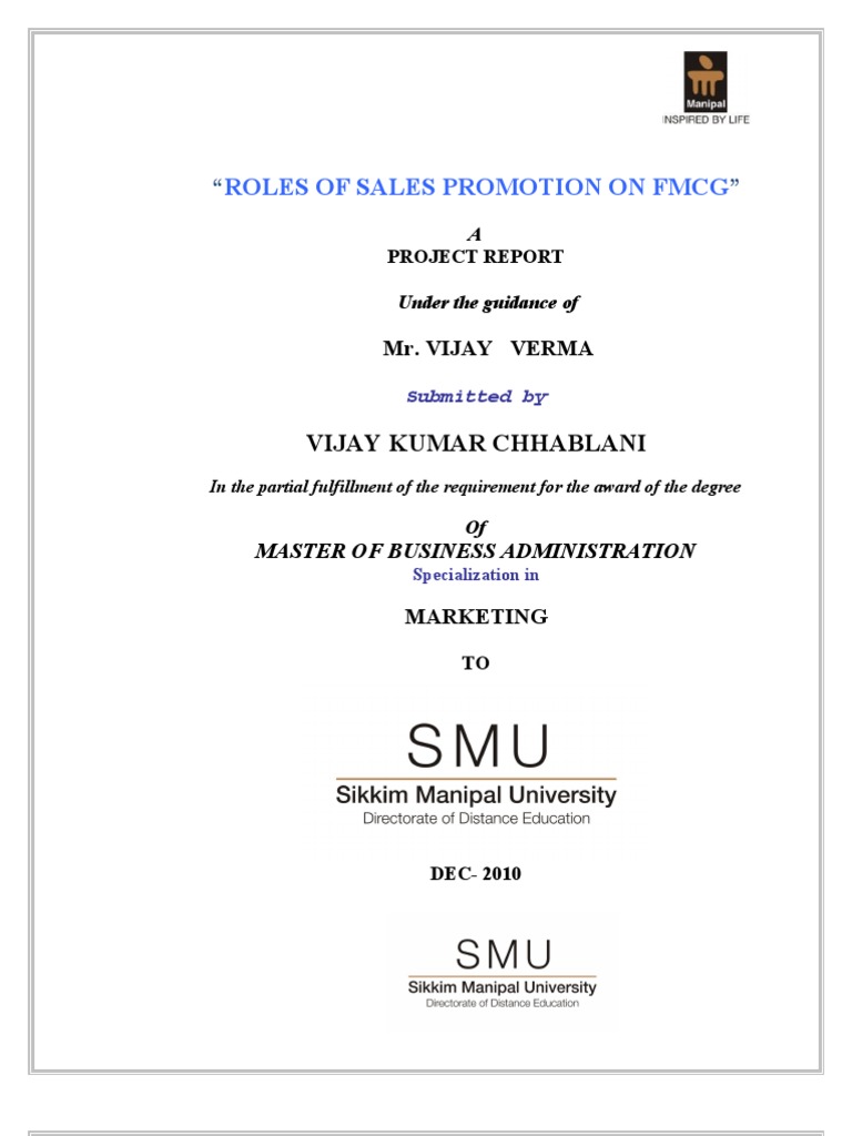 Role of Sales Promotion On FMCG | PDF | Promotion (Marketing) | Retail