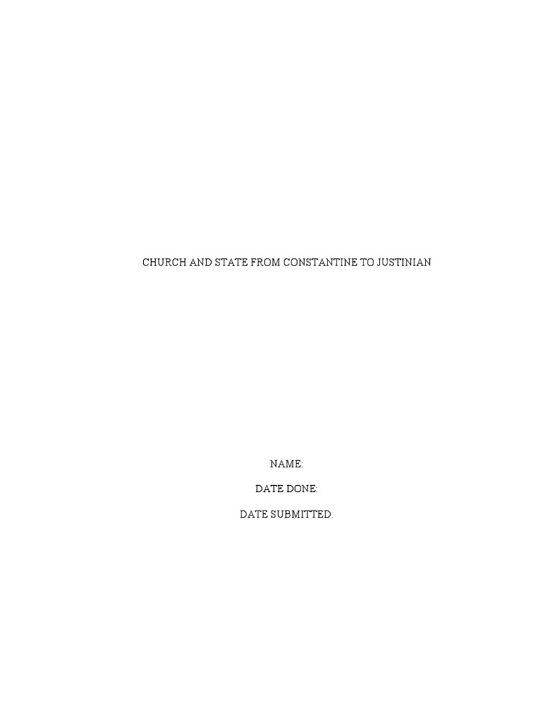Church and State From Constantine To Justinian | PDF | Constantine The ...