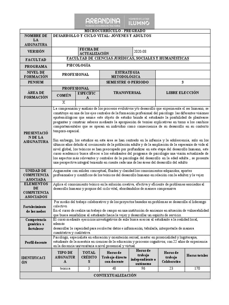 Guia de Actividades Ciclo Vital y Desarrollo Humano, Adultez y Vejez ...