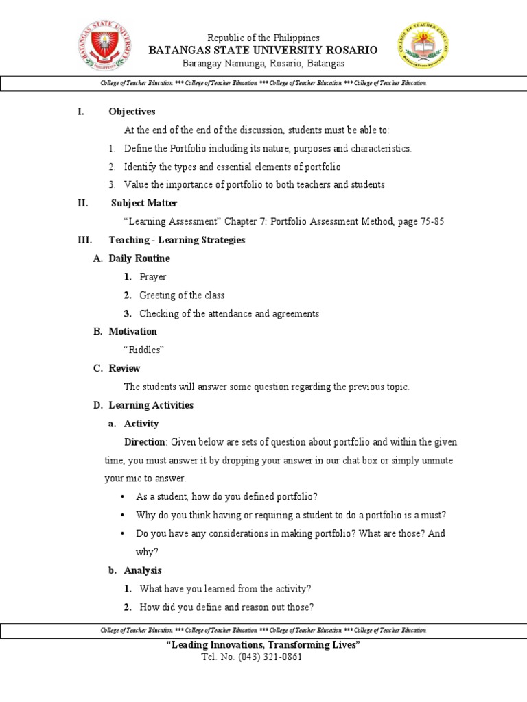 Semi Detailed Lesson Plan For Portfolio | PDF | Teacher Education ...