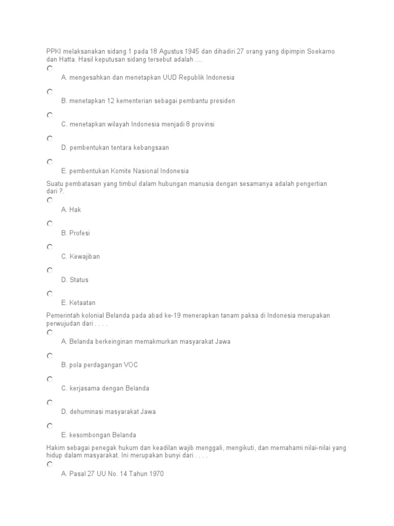 PPKI Melaksanakan Sidang 1 Pada 18 Agustus 1945 Dan Dihadiri 27 Orang ...