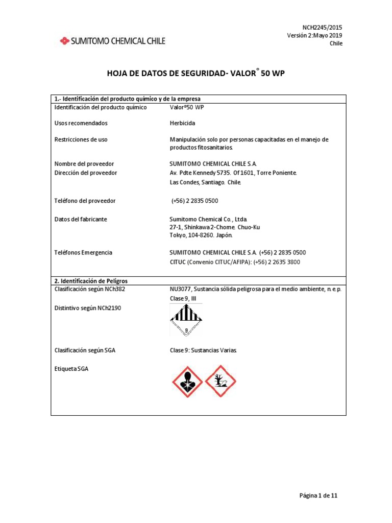 HDS Valor 50 WP | PDF | Agua | Toxicidad