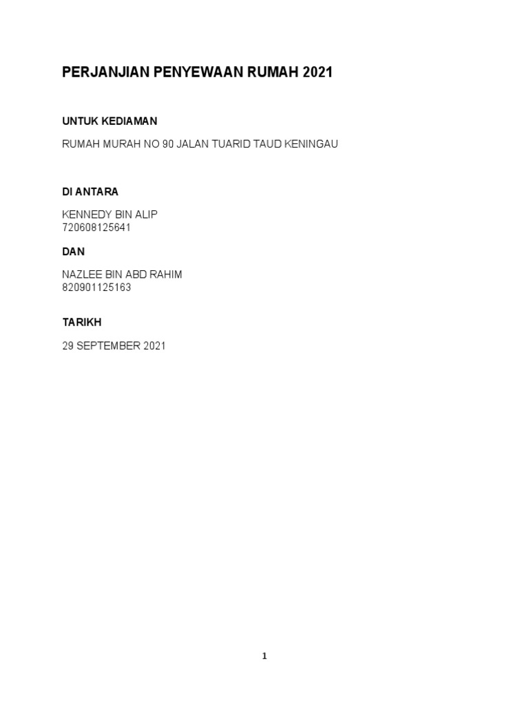 Perjanjian Rumah Nazlee Bin Abd Rahim | PDF Perjanjian Rumah Nazlee Bin Abd Rahim | PDF