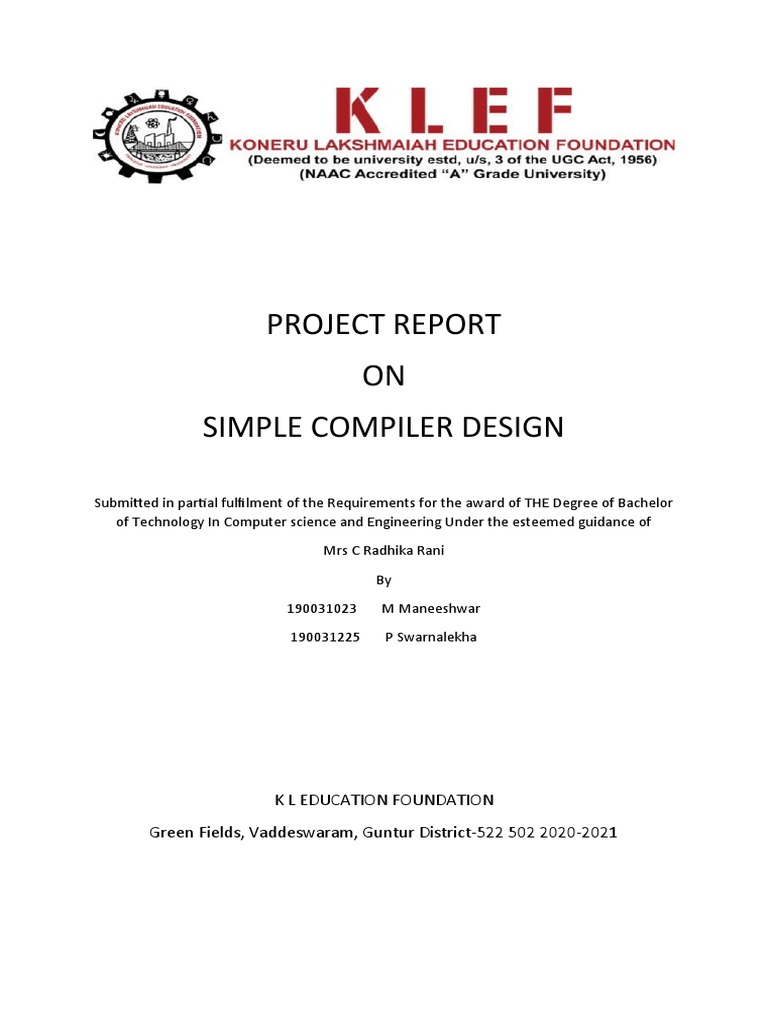 Project Report ON Simple Compiler Design | PDF | Parsing | Computing