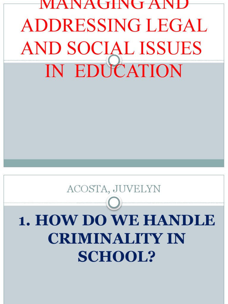 Legal and Social Issues in Education | PDF | Private Law | Justice