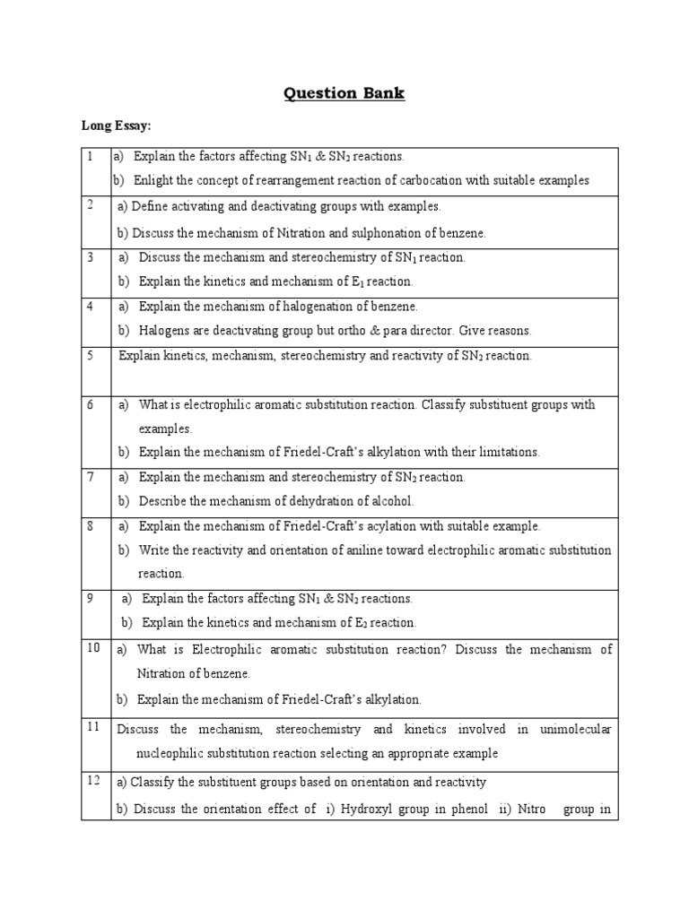 Organic Chemistry Question Bank: A Comprehensive Collection of ...