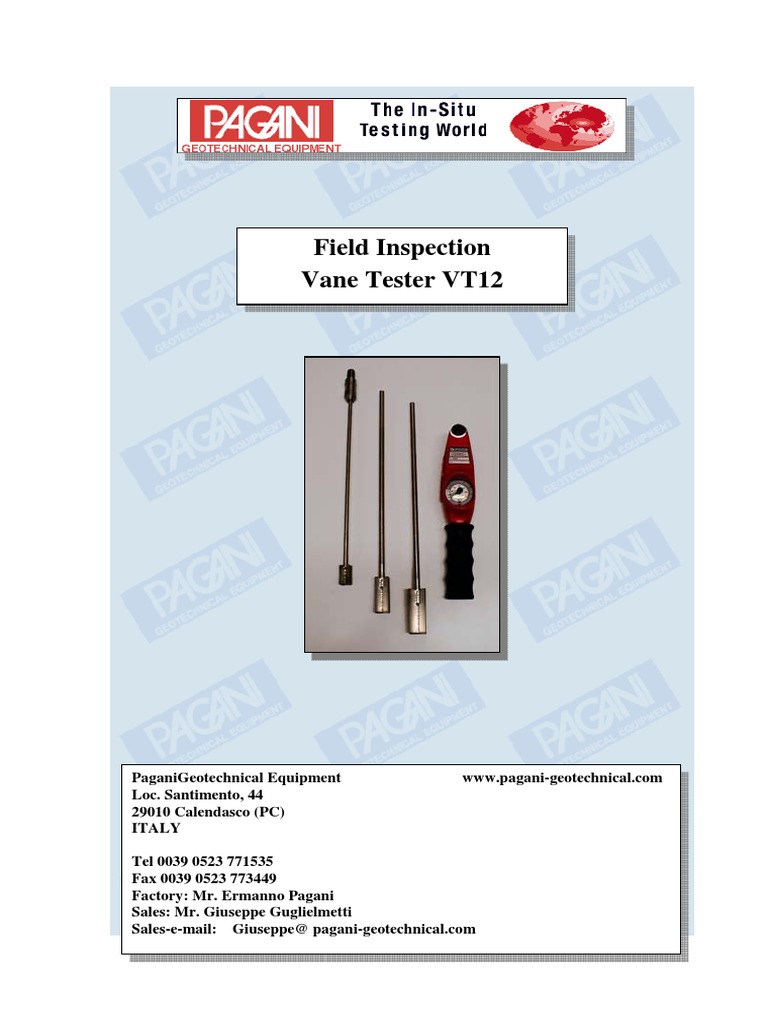 Field Inspection Vane Tester VT12 | PDF | Shear Stress | Mechanics