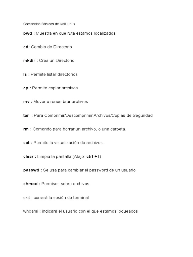 Comandos de Kali Linux | PDF | Archivo de computadora | Gestión de ...