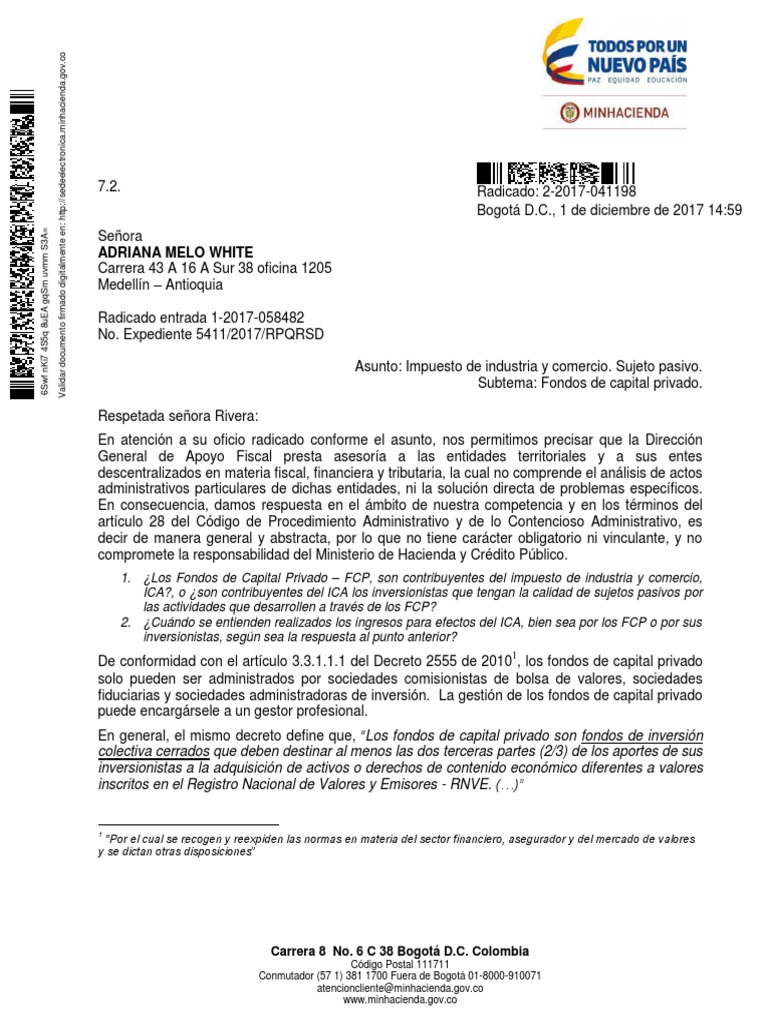 Concepto ICA en FCP SHD | PDF | Impuestos | Impuesto sobre la renta