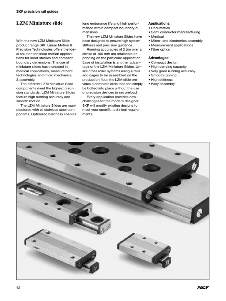LZM Miniature Slide: SKF Precision Rail Guides | PDF | Applied And ...