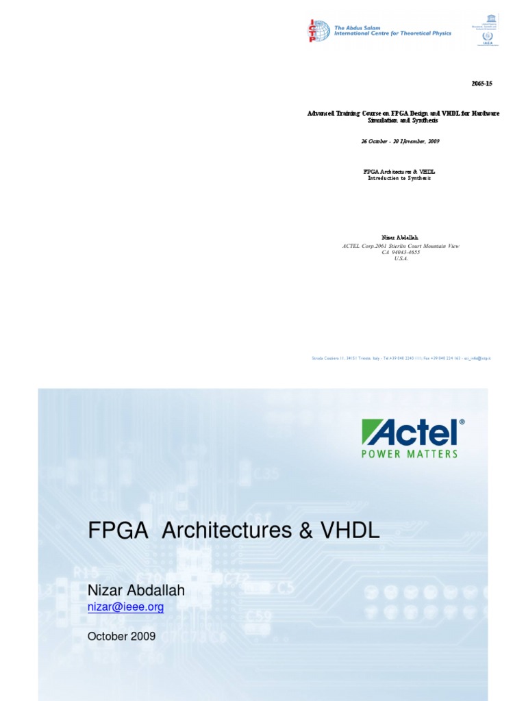 26 October - 20 November, 2009: FPGA Architectures & VHDL Introduction To Synthesis | PDF ...