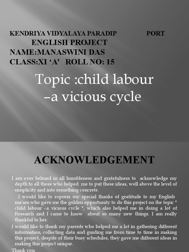 Child Labour: A Vicious Cycle Analysis | PDF | Child Labour | Labour ...
