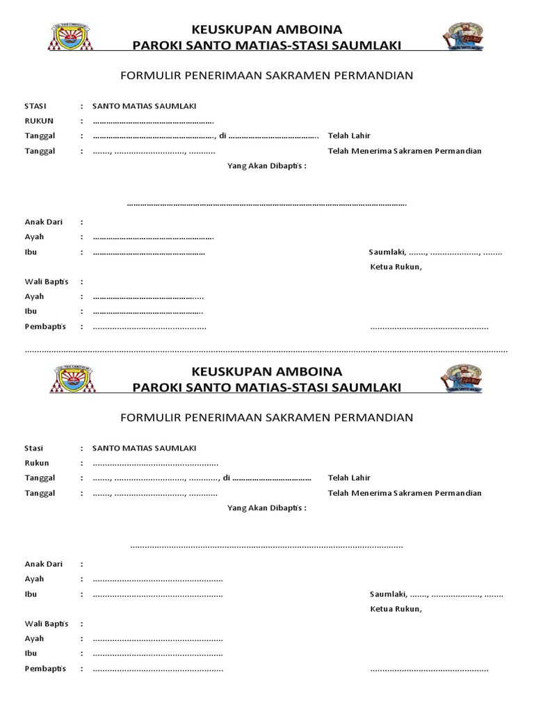 Formulir Baptis-Peralihan | PDF