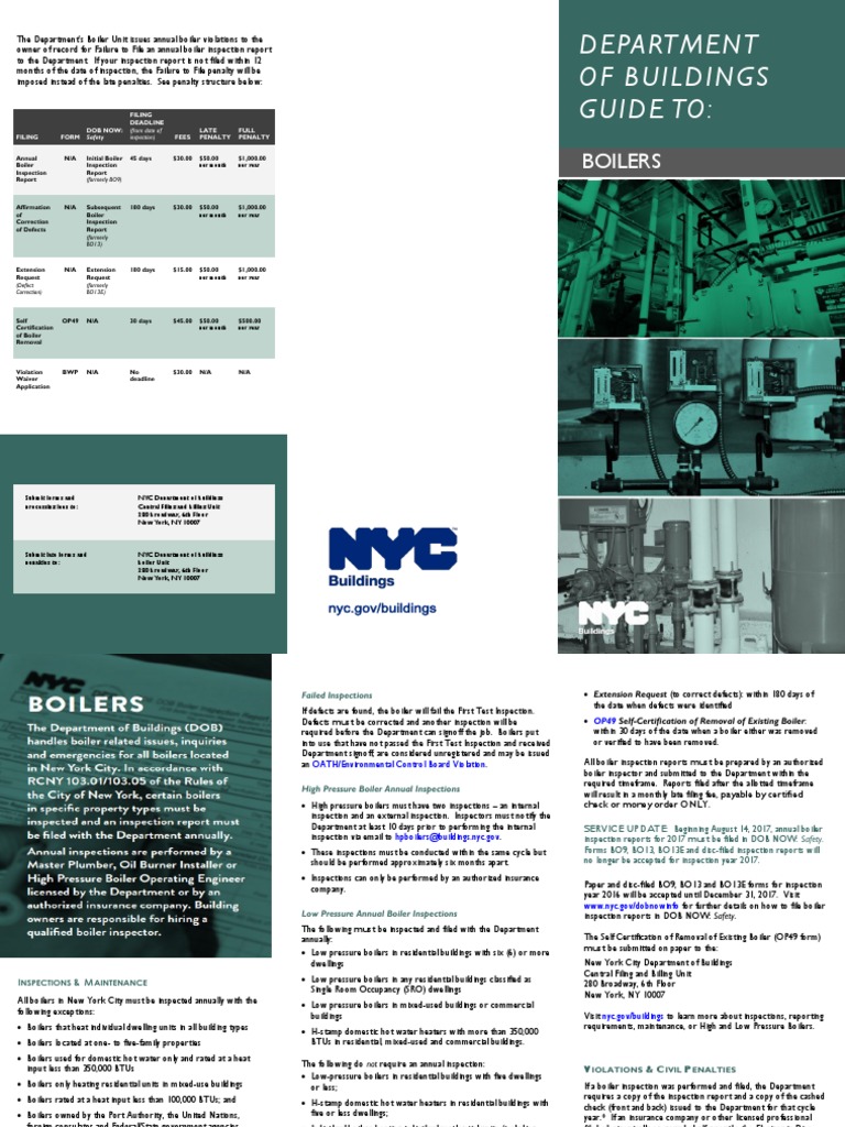 Department of Buildings Guide To:: Boilers | PDF | Water Heating | Boiler