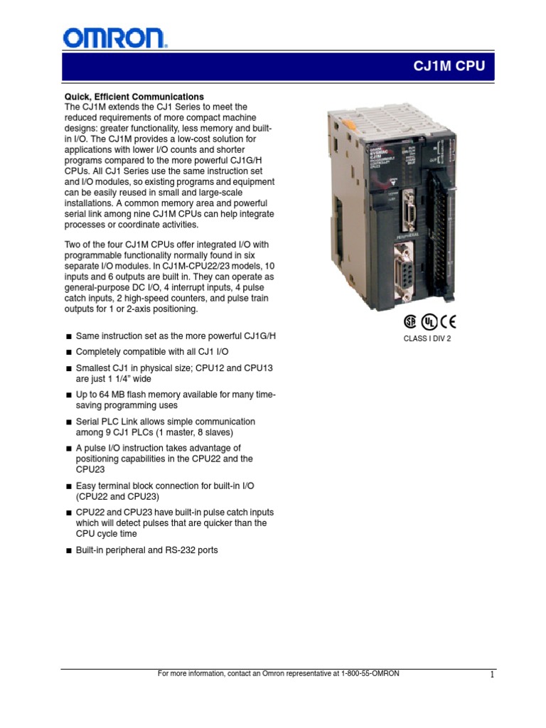 Omron CJ1M CPU Error Codes Guide | PDF | Programmable Logic Controller ...