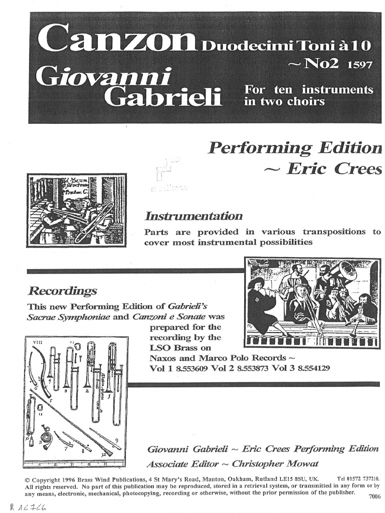 Gabrieli CANZON DUODECIMI TONI A 10 Nº2 Part Gral | PDF