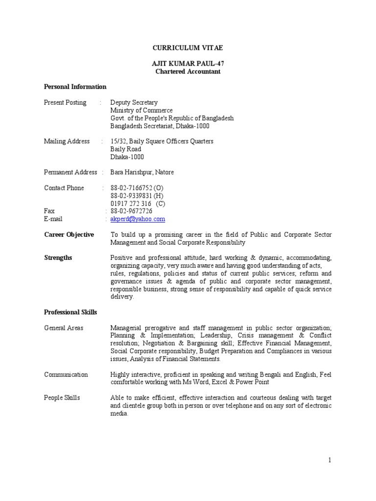 Ajit Kumar Paul CV | PDF | Corporate Social Responsibility | Accounting